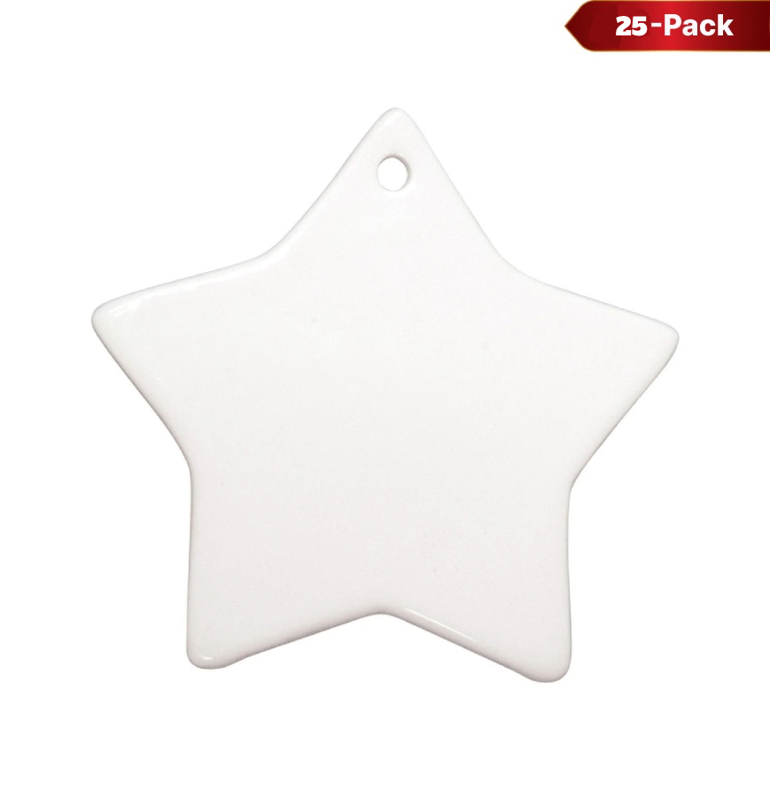 25-PACK - 100-PACK - Sublimation Ornament 3 - Star Shaped